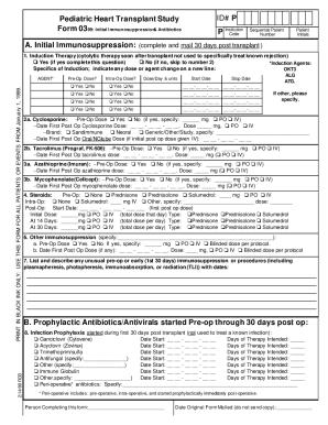 Fillable Online Pediatric Heart Transplant Study ID#P Form 0899: Status ...
