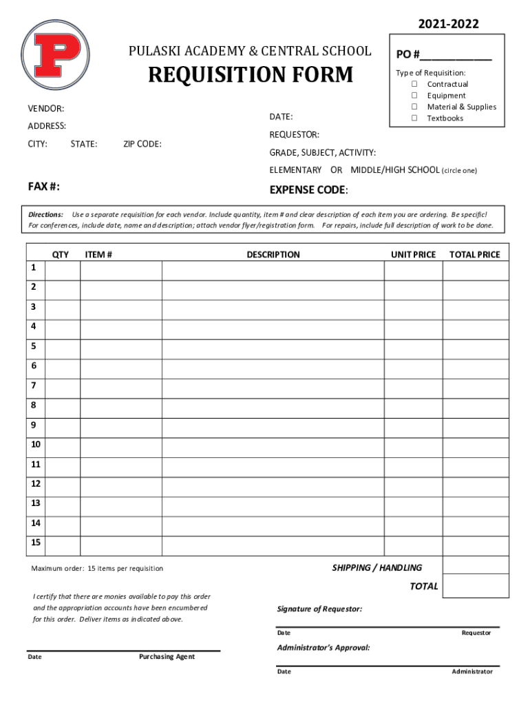 Fillable Online Fillable Online cc76 k12 il REQUISITION FORM VENDOR NAME ... Fax Email Print ...