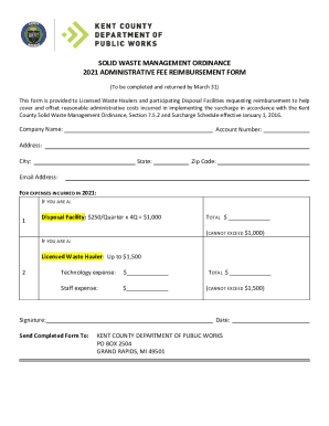Fillable Online 2021 Solid Waste Management Ordinance Administrative ...