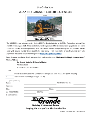 Fillable Online 2020 Rio Grande Color Calendar by McMillan Publications ...