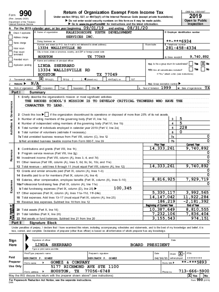 Fillable Online Fillable Online 2020 Instructions for Form 990 Return ...