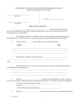 Fillable Online Child Custody Affidavit - Rock Island County Home Page ...