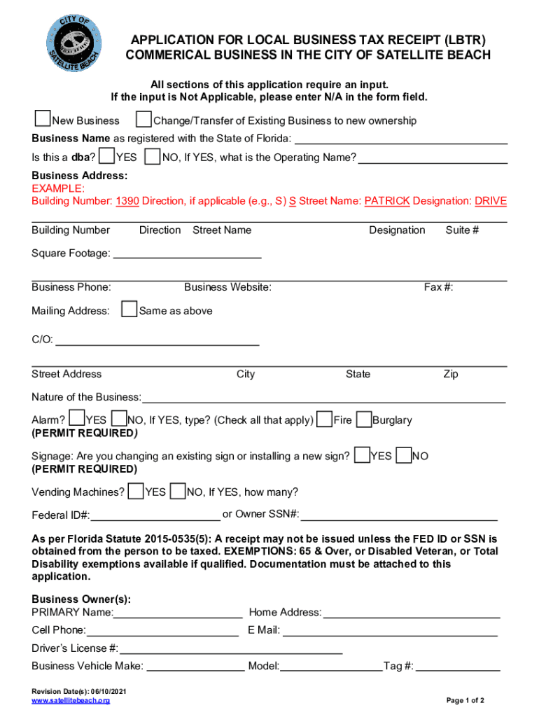 Fillable Online Get the free Commercial Business Tax Receipt ...