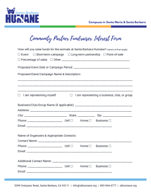 Fillable Online Community Partner Fundraiser Interest Form Fax Email ...