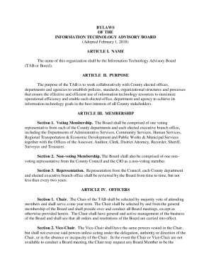 Fillable Online BYLAWS OF THE INFORMATION TECHNOLOGY ADVISORY BOARD ...