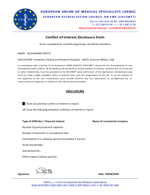 Fillable Online ProttiEACCME COI form final.doc Fax Email Print - pdfFiller