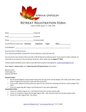 Fillable Online Retreat Registration Form 2019.docx Fax Email Print ...