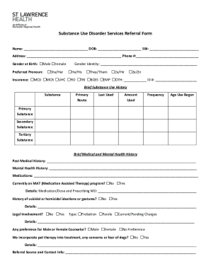 Fillable Online Substance Use Disorder Services Referral Form Fax Email ...
