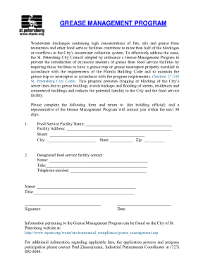 Fillable Online FATS Oils and Grease Management Program Combined Fax ...
