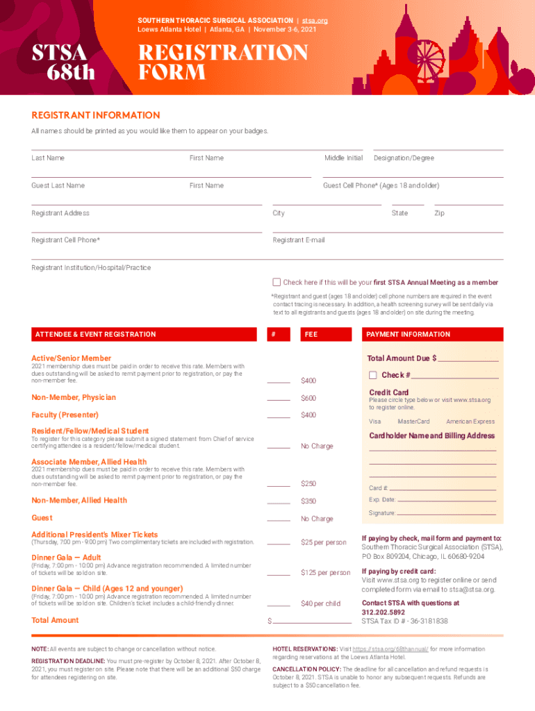 Fillable Online SOUTHERN THORACIC SURGICAL ASSOCIATION stsa Fax Email ...