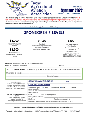 Fillable Online TAAA Sponsor Form Fax Email Print - pdfFiller