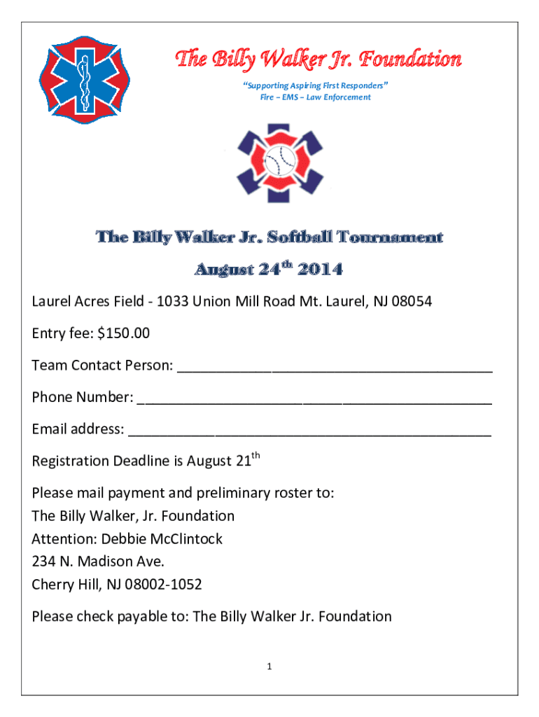 Fillable Online The Billy Walker Jr. Foundation - Supporting Aspiring ...