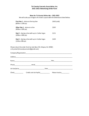 Fillable Online 2021-2022 Ad Order Form.docx Fax Email Print - pdfFiller
