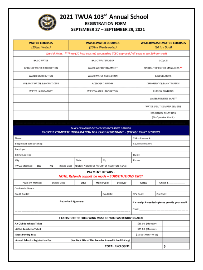 Fillable Online 2021 AS TWUA Student Registration Form.docx Fax Email ...