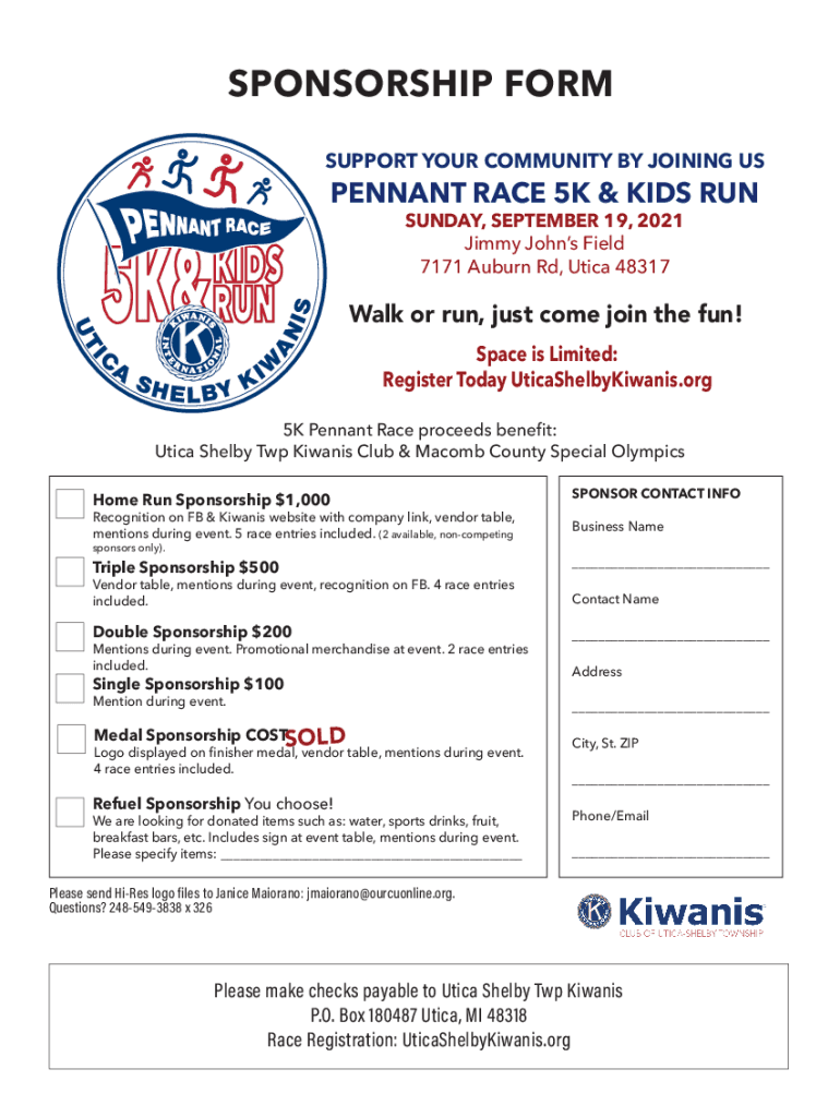 Fillable Online Fun Run Sponsorship Form Template - yearbook2017.psg.fr ...