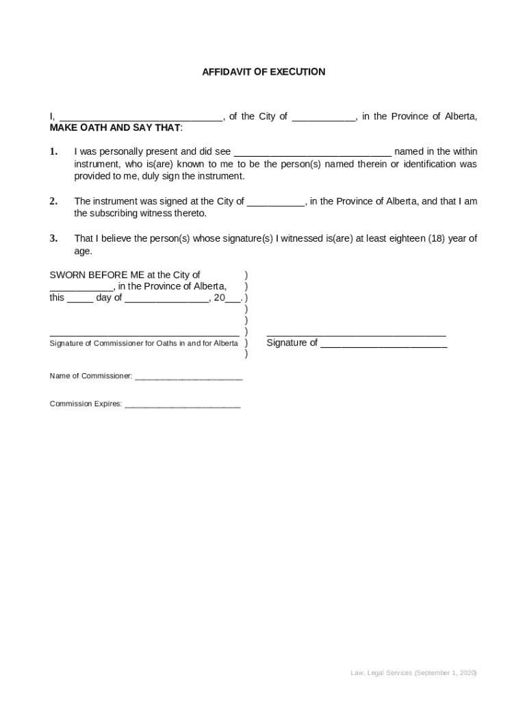 SA0133 - Affidavit of Execution - Service Alberta Doc Template | pdfFiller