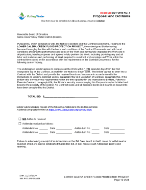 Fillable Online REVISED BID FORM NO. 1 (REV. 1) Proposal and Bid Items ...