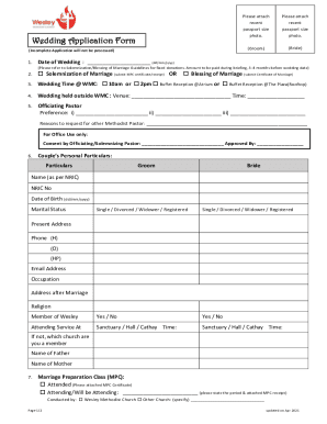 Fillable Online recent passport size Wedding Application Form Fax Email ...