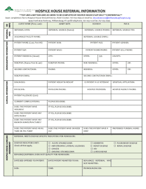 Fillable Online Hospice House Referral Information Form Fax Email Print ...