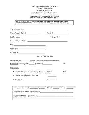 Fillable Online Impact Fee Information Sheet Fax Email Print - pdfFiller