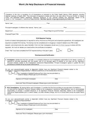 Fillable Online FCOI Disclosure Details Form Work Life Help Fax Email ...