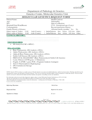 Fillable Online Molecula genetics request form 2009 Rev10 09 Fax Email ...