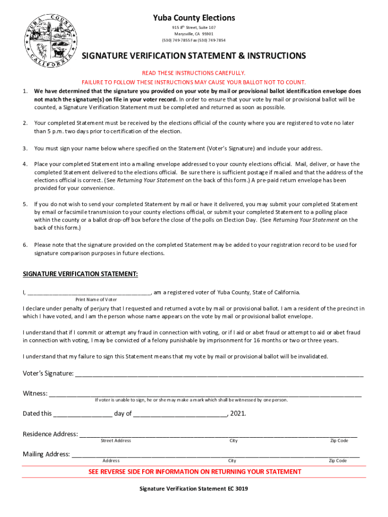 Fillable Online Fillable Online signature verification statement ...