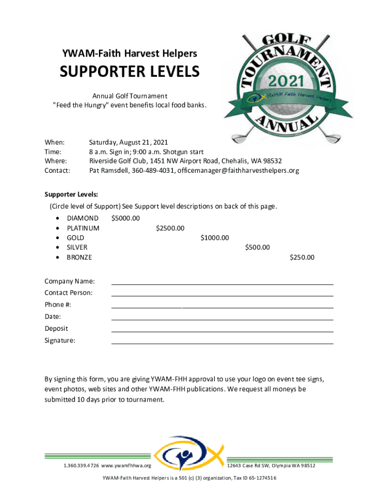 Fillable Online YWAM-Faith Harvest Helpers SUPPORTER LEVELS - ywamfhhwa.org Fax Email Print ...