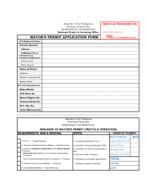 Fillable Online MUNICIPALITY OF BANAYOYO MAYOR'S PERMIT APPLICATION ...