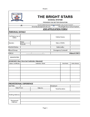 Fillable Online BSS Job Application Form Org Fax Email Print - pdfFiller