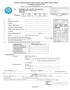 Fillable Online For office use only (Form No.1002A) To ... - mce.nust ...