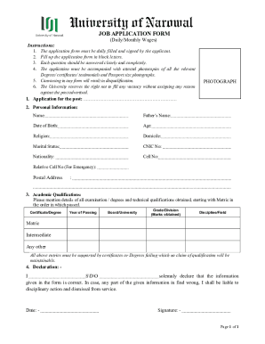 Fillable Online UON Job Application Form Fax Email Print - pdfFiller