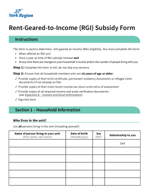 Fillable Online RENT SUBSIDY REVIEW FORM Important Rules for Your Rent ...