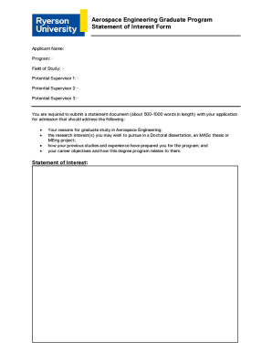 Fillable Online Aerospace Engineering Graduate Program Statement of Interest Form. Aerospace ...