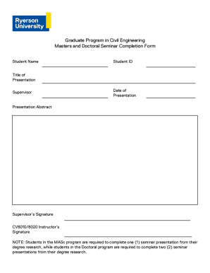 Fillable Online Masters and Doctoral Seminar Completion Form Fax Email ...