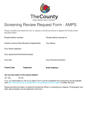 Fillable Online Screening Review Request Form - AMPS Fax Email Print ...