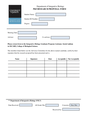 Fillable Online PhD Research Proposal Form - uoguelph.ca Fax Email Print - pdfFiller