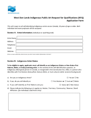 Fillable Online Application Form - West Don Lands Indigenous Public Art ...