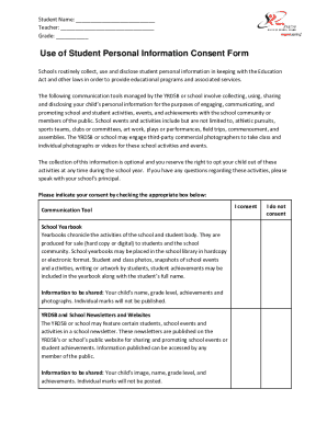 Fillable Online Use of Student Personal Information Consent Form Fax ...