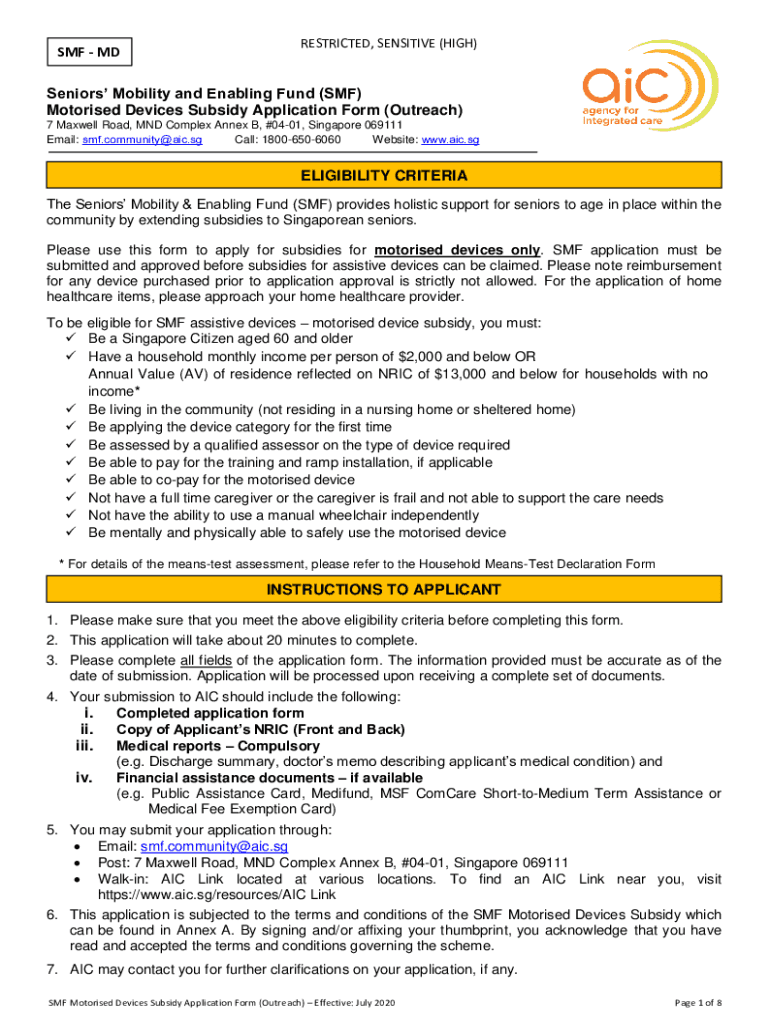 Fillable Online A Guide to Seniors' Mobility and Enabling Fund (SMF ...