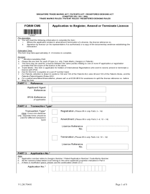 Fillable Online FORM CM6 Application to Register, Amend or Terminate ...