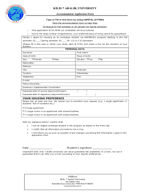 Fillable Online erasmus kilis edu Student Accommodation Application Form Heriot Watt ... Fax ...