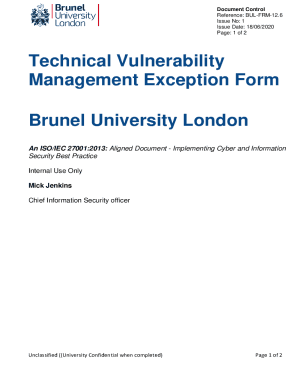 Fillable Online BUL-FRM-12.6 - Vulnerability Management Exceptions Form ...