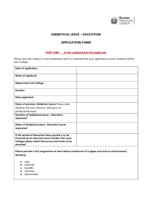 Fillable Online Sabbatical Education Leave Application Form Fax Email ...
