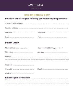 Fillable Online PERIODONTAL REFERRAL FORM - The Implant Experts Fax ...