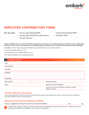 Fillable Online Employer Contribution Form -Hornbuckle Fax Email Print ...