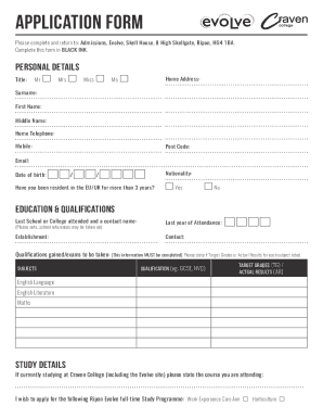 Fillable Online EVOLVE Application Form Fax Email Print - pdfFiller