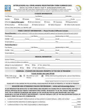 Fillable Online AFTER-SCHOOL ALL-STARS HAWAII REGISTRATION FORM Fax ...