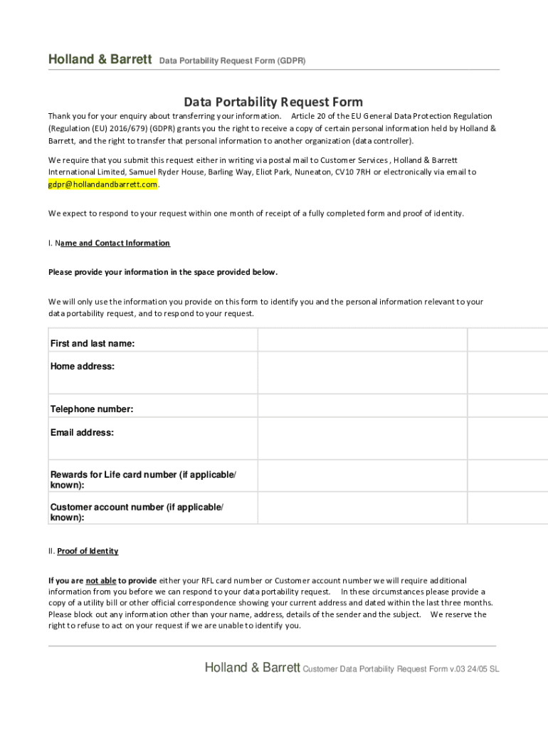 Fillable Online Data Portability Request Form Fax Email Print - pdfFiller