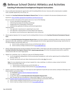 Fillable Online Coaching Professional Development Request Instructions ...